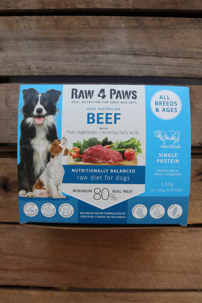 Raw 4 Paws Beef Rolls 1.6kg (8x200g) – Canine Appetites